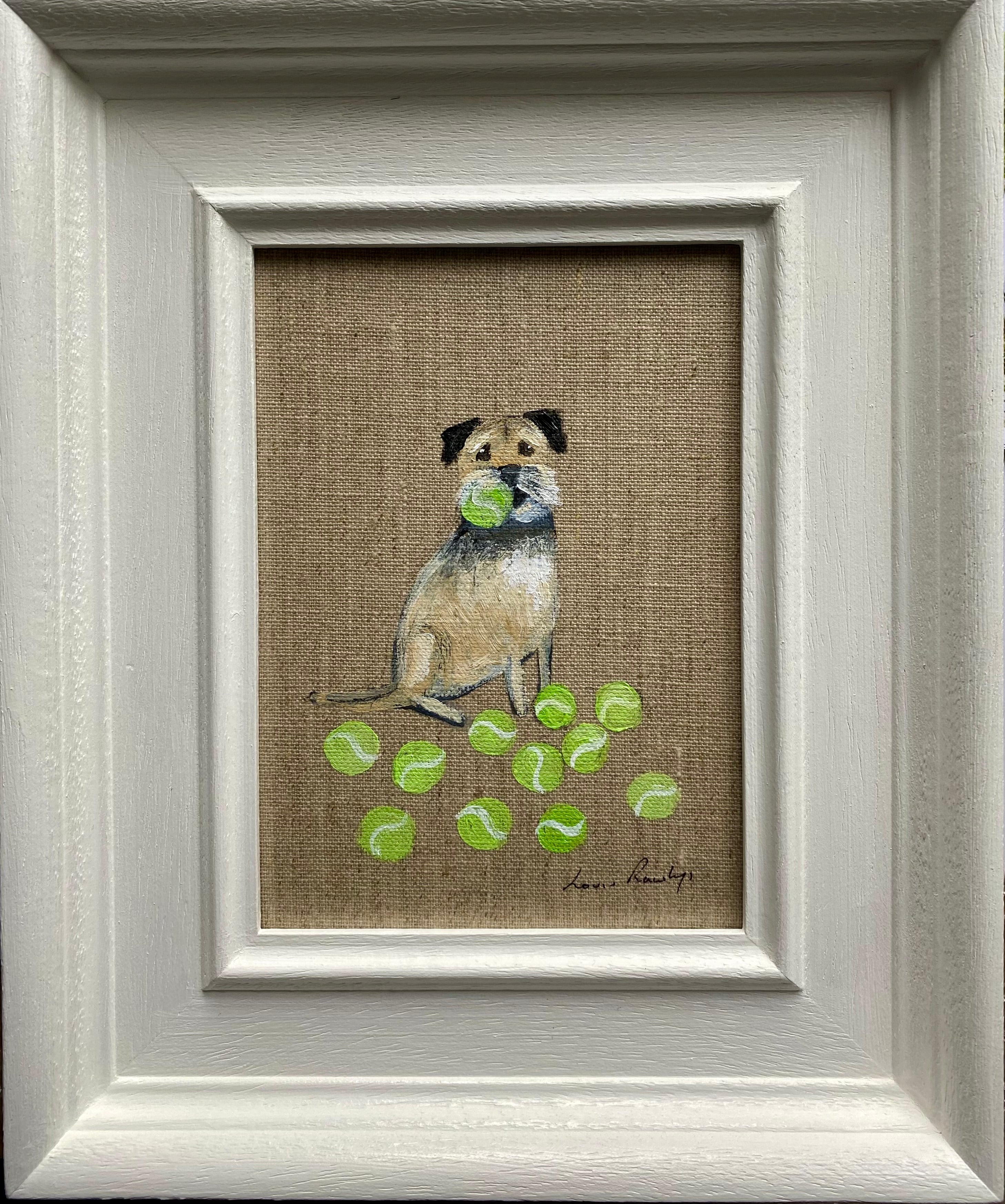 Dennis The Border, A Tennis Ball Hoarder – Louise Rawlings Art